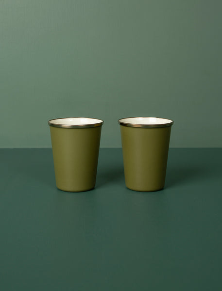 Enamel 2-Tone Tall Cup Set // Olive Drab | everyday needs